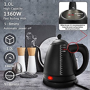 BLBO Gooseneck Kettle ,110v Electric kettle 1.0L Pot body 100% Stainless Steel Electric tea kettle High temperature blisters drainage groove is designed in the handle Quick Heating Pour Over Kettle