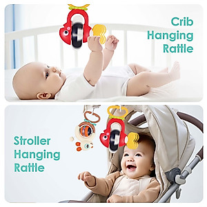 iPlay, iLearn Baby Rattle Toys 6-12 Month, Babies High Chair Suction Animal Rattles, Infant Crib Carseat Activity Tummy Play Time Sensory Toy, Newborn Gifts 6 7 8 9 10 12 18 Month Old Toddler Boy Girl