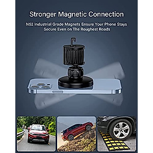 Compatible for MagSafe Car Charger, LDNIO Strong Magnet Magnetic Wireless Car Charger, Hands Free Car Phone Holder [with PD3.0 Adapter] Fit for iPhone 14 13 12 Series and Mag-Safe Case