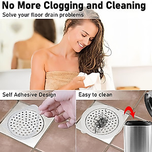 50 Pack, Banhey Round Disposable Shower Drain Hair Catcher, Floor Drain Sticker,Bathroom, Laundry Room, Bathtub, Kitchen, Sink, Drain Cover for Human and Pet Hair (50 PCS)