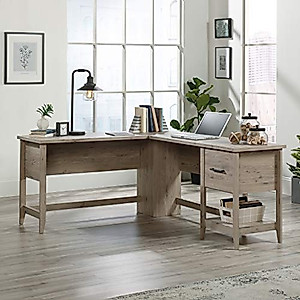 Sauder Summit Station L-Desk, L: 58.66" x W: 66.46" x H: 29.02", Laurel Oak finish