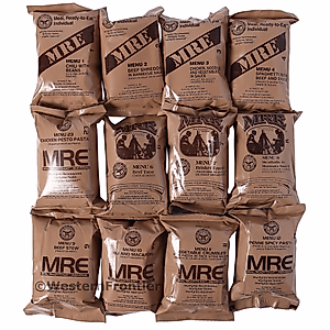 MRE A-Menu Case, 2018 Inspection Date Military Meal-Ready-to-Eat. Case of 12 Genuine US Military Surplus MREs with A Case Menu Selections.