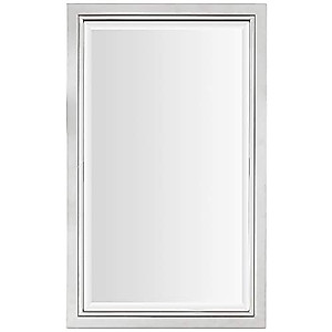 Head West Brushed Nickel with Chrome Recessed Medicine Cabinet Mirror - Stainless Steel Bathroom Mirror with Storage, Beveled Edge, and Adjustable Shelve - Small Medicine Cabinets for Bathroom 16"x26"