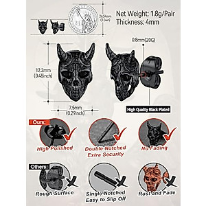 Punk Satan Stud Earrings 316L Stainless Steel Satanic Jewelry for Woman