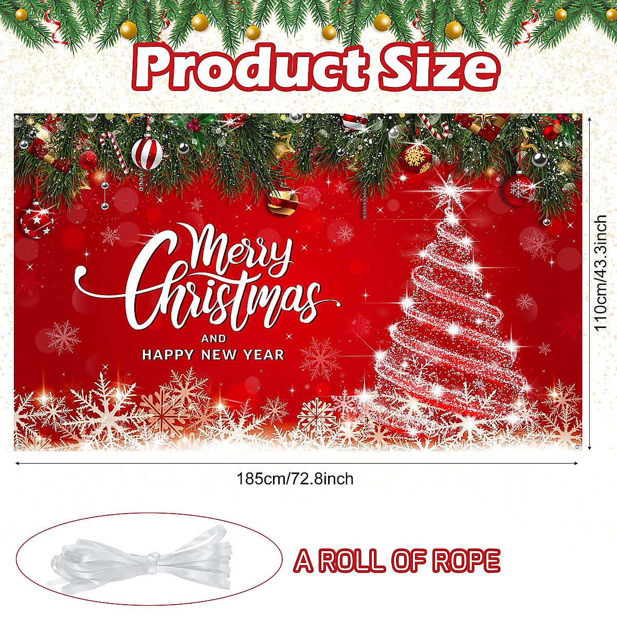 Christmas Backdrop Merry Christmas Party Decoration Christmas Photo Banner Signs Xmas Photography Background Photo Props for Winter New Year Xmas Eve Family Party Decoration Supplies (Tree)