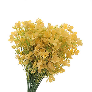 Grand Verde Yellow Plastic Flowers Artificial Bouquets Faux Wildflowers Real-Touch Plants DIY Home Decor Table Centerpiece Birthday Decoration, Bulk 10pcs