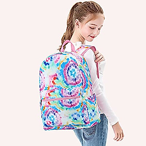 Bluboon School Backpack for Girls Teens Bookbag Set Laptop Backpack Lunch Box with Pencil Bag (Tie Dye Blue)
