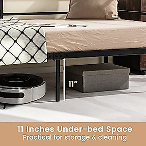 Giantex Metal Twin Daybed Frame, Day Bed with Metal Slat Support & 3-Sided Guardrails, 2-in-1 Space-Saving Sofa Bed for Living Room Guest Room, No Box Spring Needed, Black