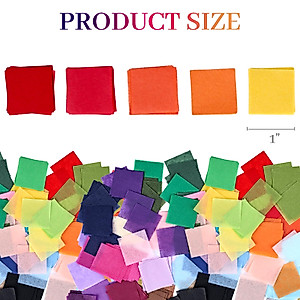 Shindel 7200 Sheets Square Tissue Paper, 1 Inch Art Rainbow Confetti Paper Bulk 40 Multicolor Tissue Mosaic Squares for Kids Collage Crafts DIY Projects