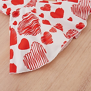 GRNSHTS Valentine's Day Baby Girl Outfits Toddler Kids Long Sleeve Top Dress+Heart Print Flared Pants+Scarf 3PCS Clothes Set(Red-D,18-24M)