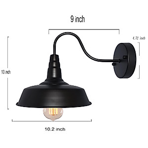 BRIGHTESS Bathroom Light Fixtures,Black Vanity Light, Decor Gooseneck Barn Light,E26 Farmhouse Wall Lamps Sconces Kitchen Bedroom Hardwired (2 Packs)