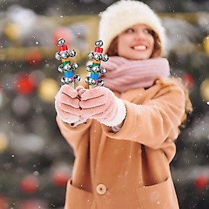 MILISTEN 3 Sets of Christmas Hand Jingle Bells and Band Wrist Bells, Hand Bells Ankle Bells, Wooden Handle Rainbow Bells Shaker Rattles, Hand Percussion for Christmas