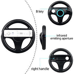 OSTENT Kart Racing Games Steering Wheel for Nintendo Wii Remote Controller Super Mario Game Color Black