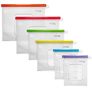 Sunset House Reusable Silicone Food Storage Bags -Clear Rainbow for Snacks Meals Fruits Vegetables Cooking Freezing