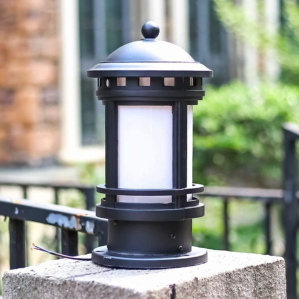 MODEBHD European Acrylic Column Lamps Victoria Glass Lantern Outdoor Table Lamp Waterproof Pillar Lawn Garden Lamp E27 Decoration Villa Landscape Grass Door Street Post Light Fixture
