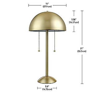 Globe Electric 12976 Haydel 21" 2-Light Table Lamp, Matte Brass, Double On/Off Pull Chain