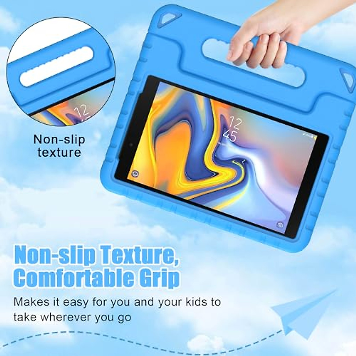 BMOUO Kids Case for Samsung Galaxy Tab A 8.0 2018 SM-T387, Shockproof Light Weight Protective Handle Stand Kids Case for Galaxy Tab A 8.0 Inch 2018 Release SM-T387 - Blue