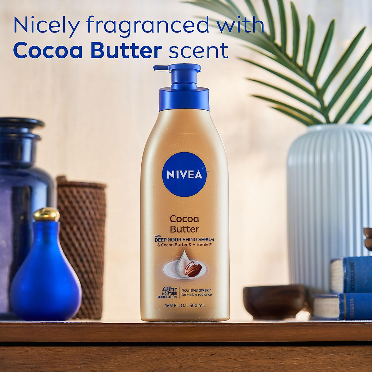NIVEA Cocoa Butter Body Lotion with Deep Nourishing Serum, Scented Body Lotion, 16.9 Fl Oz Pump Bottle