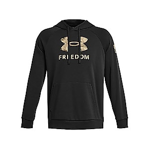 Under Armour mens Freedom Big Flag Logo Hoodie, (001) Black / / Khaki Base, Large