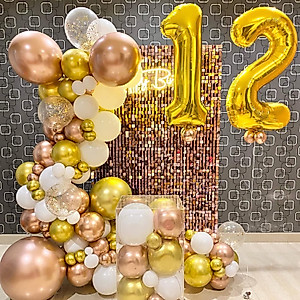 ZUOVAOV Shimmer Wall Backdrop Ppanels- 24 Pieces Square Panel DIY Party Backdrop for Birthday Party, Wedding, Bachelor Party, Halloween & Christmas Party and Other Party Events (Rose Gold)