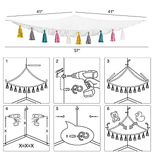 Mkono Stuffed Animal Toys Hammock Boho Hanging Stuff Animals Storage Organizer with Decorative Tassels Corner Large Capability Toy Net Holder for Nursery Playroom Kid's Room Bedroom, 2 Pieces, Small