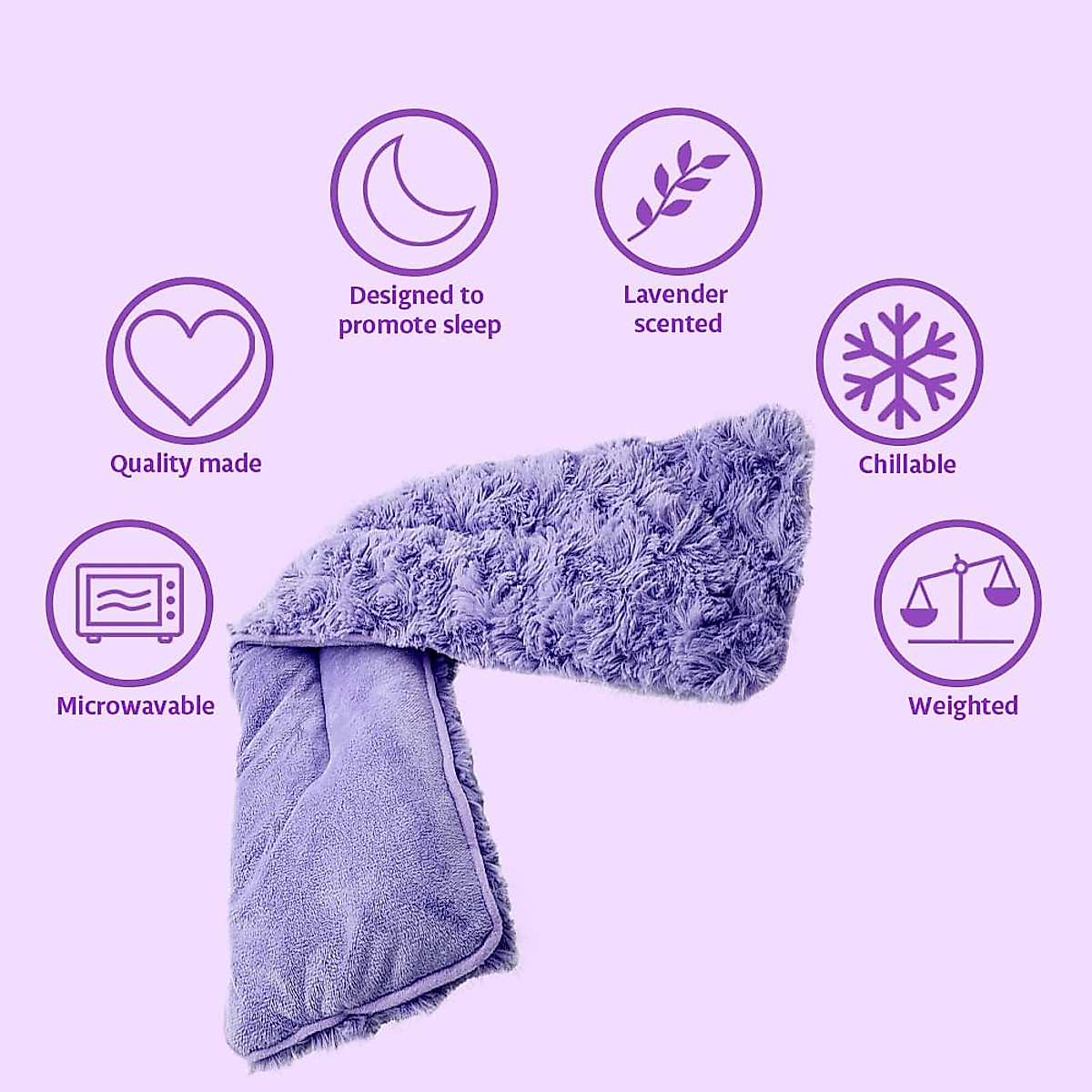 warmies Microwavable Neck & Shoulder Wrap - Heating & Cooling Plush Pad for Calming Relaxation - Weighted & Heated Neck Warmer with Scented Lavender - Microwave Heat Pad for Aches & Pain - Purple