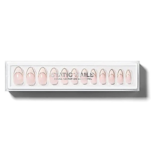 Static Nails Reusable Pop-On Manicure Set, Non-Damaging Glue-On Nails (At The Ivory Almond) - False Nails with Static Nail Glue, Nail Set, Fake Acrylic Press On Nails
