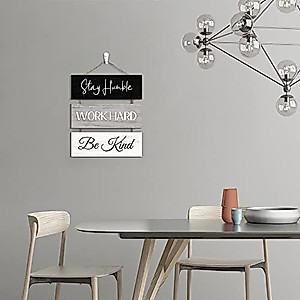 Creoate Inspirational Wall Art 3 Pieces Stay Humble Work Hard Be Kind Sign for Home Office Wall Decor Rustic Wood Hanging Plaque for Entrepreneur Workplace
