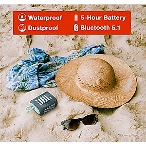 JBL GO3 Portable Bluetooth Wireless Compact Speaker Bundle with divvi! Protective Fitted Hard Case - Grey