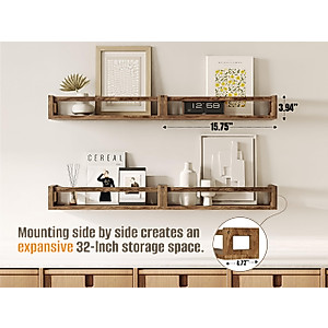 TidyCorner Upgraded Thick Floating Shelves - Multi-Use Wall-Mounted Bookshelves for Kids and Nursery, Ideal for Books, Toys, Spice Rack, Decor - Walnut Brown