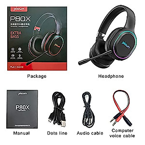 SLuB Bluetooth Headphones Over Ear,2.4GHz Wireless Gaming Headset with Noise Cancelling Detachable Mic,60Hrs Playtime Hi-Fi Ultra-Low Latency Gaming Headphones