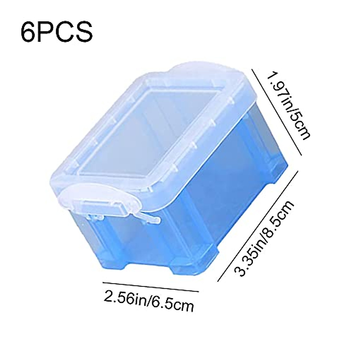 QianDanS 6 Pack Mini Storage Boxes Plastic Storage Box Organiser Boxes with Lid Small Storage Bin Boxes for Storing Paper Clips Staples Beads Earrings Rings