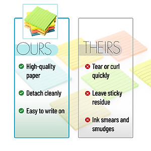 Mr. Pen- Lined Sticky Notes 3x3, 6 Pads, 45 Sheet/Pads, Pastel Colors, Sticky Notes with Lines, Sticky Note Pads, Sticky Pads, Sticky Notes Lined, Colorful Sticky Notes, Mr Pen Sticky Notes