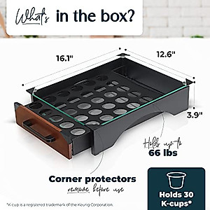 K Cup Storage Drawer Under Brewer by Saratoga Home - K Pod Holder for K Cups Compatible for Keurig Coffee Pod Holder, K Cup Organizer Drawer With Solid Steel and Real Wood, K Cup Holders for Counter