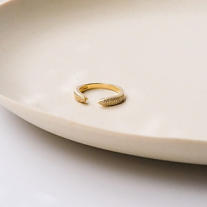 espere 18K Gold Plated Sterling Silver Stackable Open Claw Ring Ajustable Wrap Ring | CZ Paved Cuff Stacking Rings