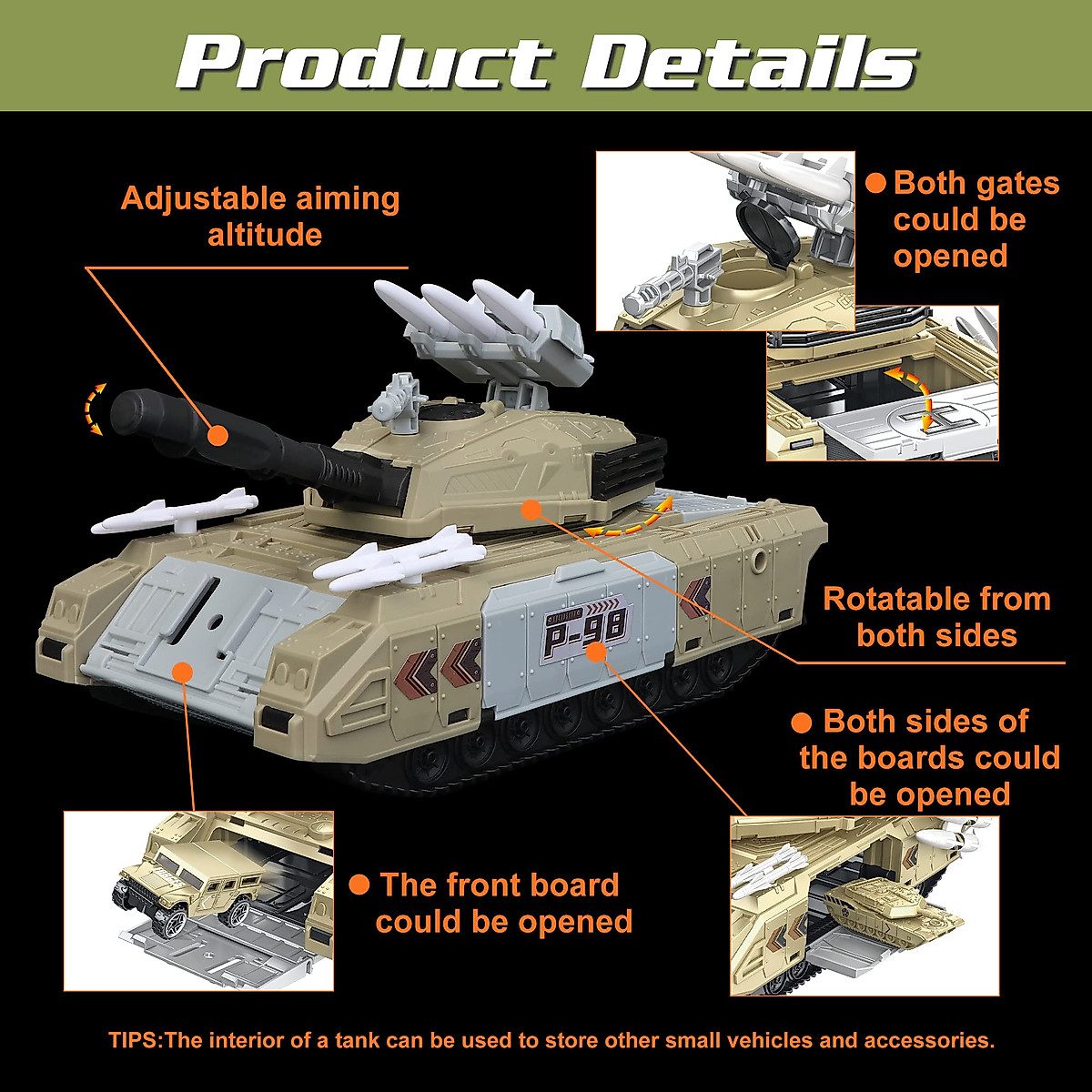 XDUOYJOY Military Tank Toy Sets, Army Toys with 7 Vehicles, Army Men Trucks Helicopter Birthday Gift for Boys Age 4-7, Easy to Store