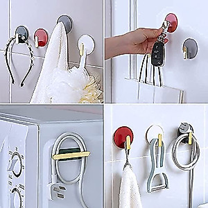 leuapl Decorative Wall Door Self Adhesive Hanger Hooks Heavy Duty for Hanging Coats Clothes Hat Keys Purse, Kitchen Towels Hook, Waterproof Shower Room Sticky Hooks for Bathroom Organizer, 6PCS