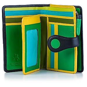 Visconti P1 Saturn Ladies Soft Leather Large Bifold Wallet/Purse with Polka Dots (Lily Pad)