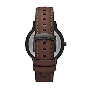 A｜X ARMANI EXCHANGE Men's Stainless Steel and Leather Watch, Color: Black/Brown (Model: AX2706)
