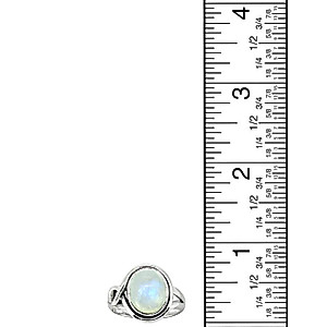 YoTreasure 10x12 MM Rainbow Moonstone in 925 Sterling Silver Solitaire Ring