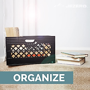 JEZERO Milk Crate for Household Storage: The Ultimate Storage Tote for Groceries, Garages, Kayaking & Outdoor, Stackable Storage | BLACK, Plastic, 13" x 11" x 19”, 2-Pack (MC24-2PK)