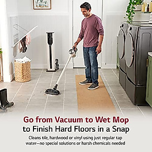 LG CordZero Cordless Vacuum Cleaner with Auto Empty, Lightweight Stick Vac for Carpet and Hard Floors, 120 Min Run Time, 10-Year Motor Warranty, Power Mop, Sand Beige