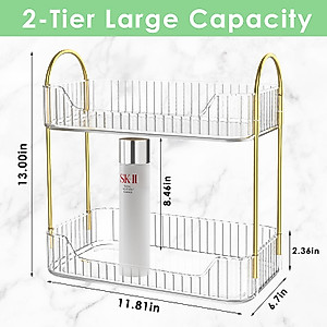 heesky Bathroom Countertop Organizer, 2-Tier Makeup Organizer Countertop, Cosmetics Skincare Organizer Storage for Perfume, Vanity Organizer for Dresser, Spice Rack Holder for Kitchen(Clear)