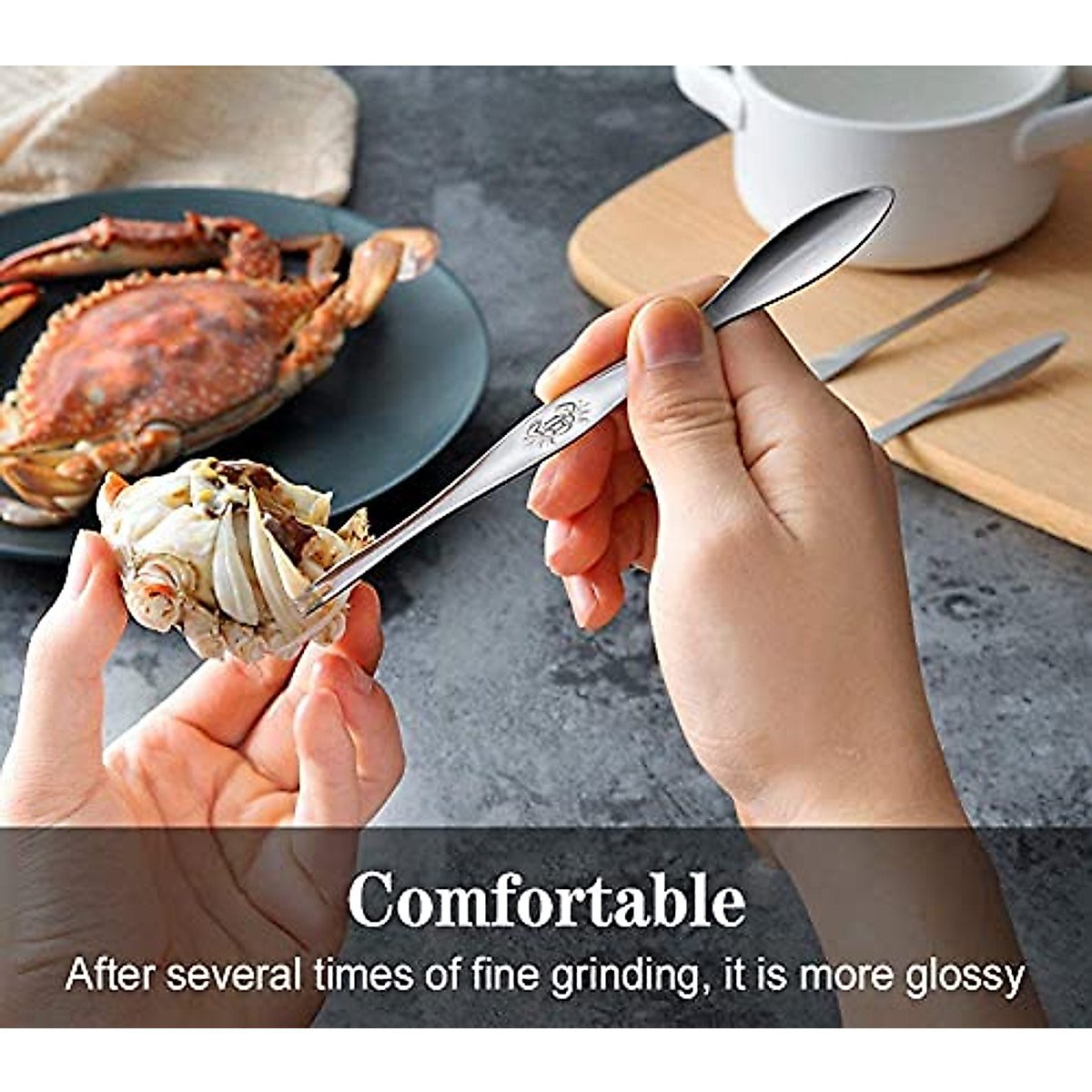 YGAOHF Crab Crackers and Tools, 12 Pcs Professional Seafood Tools Set includes 3 Crab Crackers, 3 Lobster Shellers, 3 Crab Leg Forks/Picks, 3 Disposable Lobster Bibs and Storage Bag, Dishwasher Safe