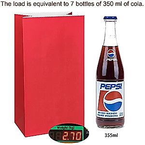 KEYYOOMY 50 CT Red Paper Party Favor Bags Biodegradable Kraft Paper Bags Paper Lunch Bags