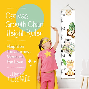 Baby Kids Canvas Hanging Growth Chart Height Ruler Portable 12"x60" Measures from 1'5" to 6'3" Nursery Wall Decor Shower Gift