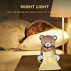 BEREST Rechargeable Sleep Soother Heartbeat Dreamy Bear, Baby Cry Sensor Lullabies & Shusher White Noise Machine, Nursery Decor Night Light Projector, Toddler Crib Sleeping Aid Baby Shower Gifts Teddy