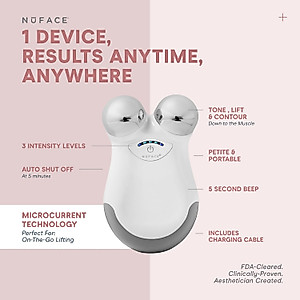 NuFACE MINI Classic Microcurrent Facial Device Kit - Face Sculpting Tool & Neck Tightening Device to Contour, Lift, Smooth & Tone + Activating Aqua Conductive Gel for Microcurrent Treatment