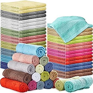 Tudomro 52 Pack Wash Cloths 13" x 13" Face Washcloths Bulk, Cotton Face Towel Multipurpose Facecloths Multicolor Wash Rags Small Bath Towel for Bathrooms Guestroom Hotel Spa Home and Travel