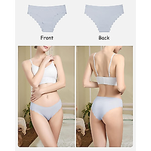 LEVAO Seamless Underwear for Women No Show Ice Silk Bikini Breathable Hipster Wavy Sides Invisibles Panties 7 Pack S-XXL